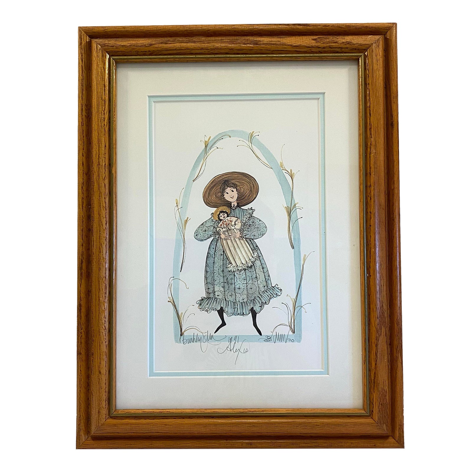 1991 P Buckley Moss ‘Alexis’ Framed & Signed Lithograph Print | Chairish
