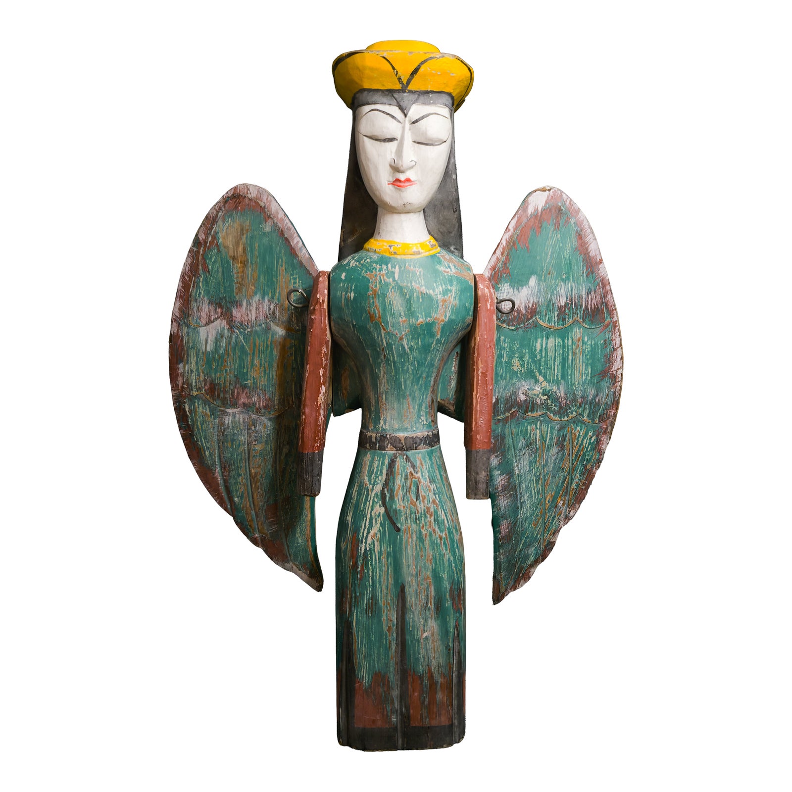 Late 20th Century Vintage Folk Art Angel Sculpture – Articulated Arms ...
