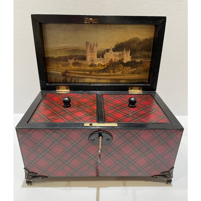 Late 19th Century Antique Scottish Tartan Ware Tea Caddy | Chairish