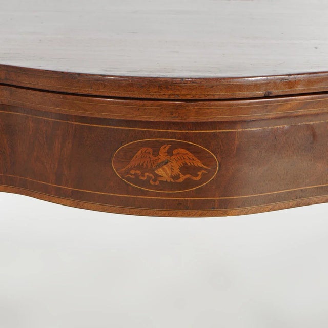 Federal Mahogany Swell Front Card Table, Bell Flower & Eagle Inlay ...