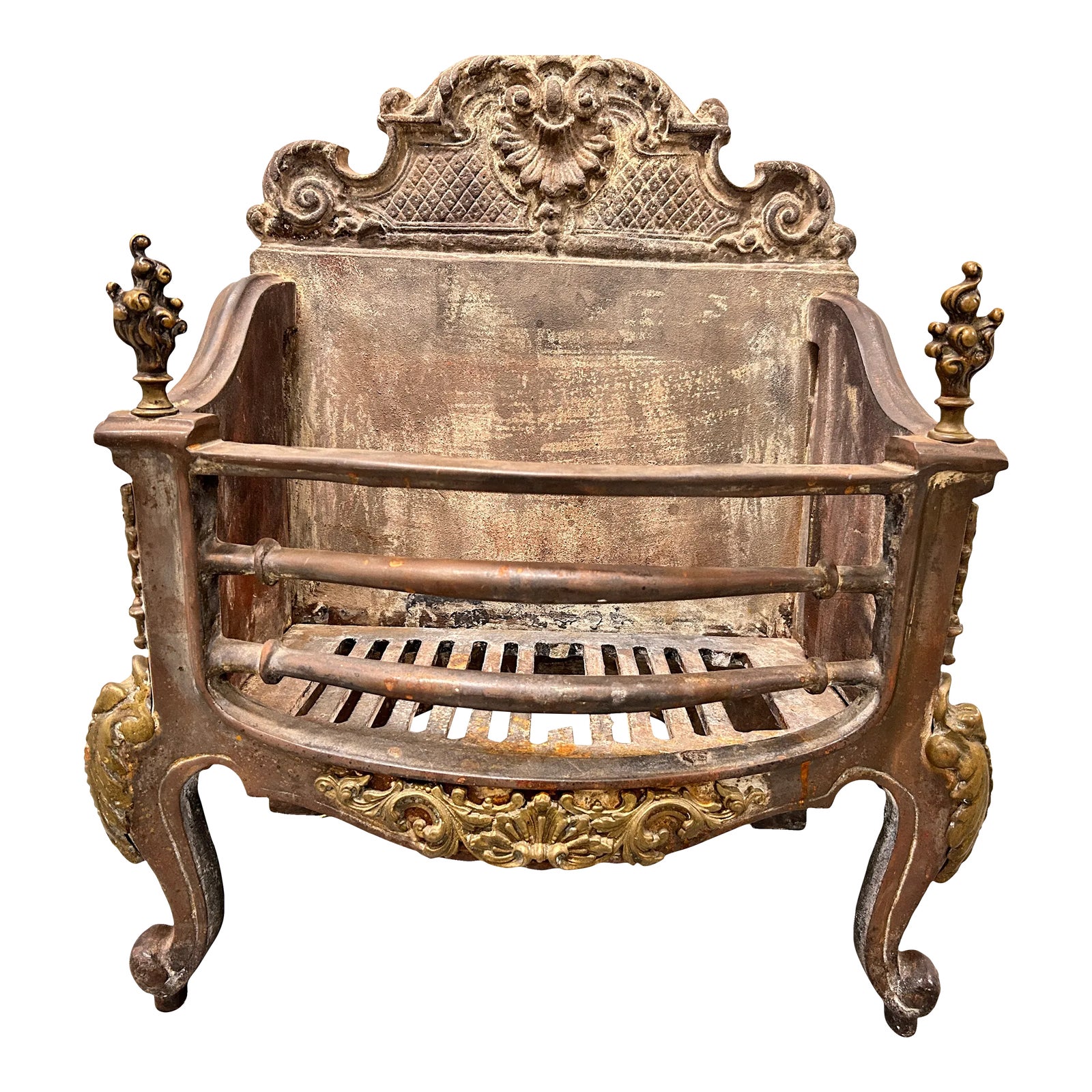 Late 19th Century French Heavy Cast Iron Firebox With Bronze Front ...