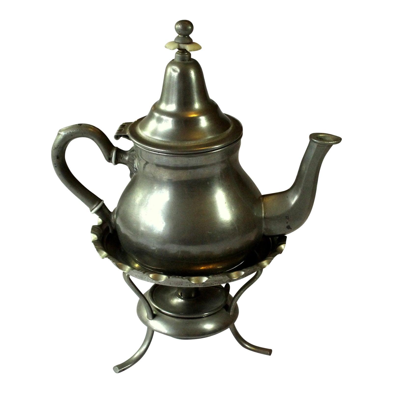 1970s Arabic Teapot With Spirit-Burner - Teamaker - Pewter - Vintage ...