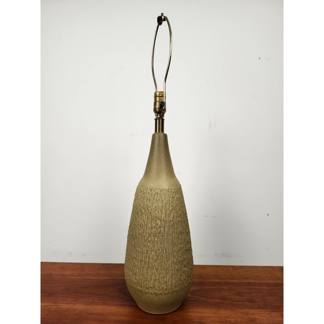 1960s Tall Lee Rosen for Design Technics Textured Pottery Lamp | Chairish