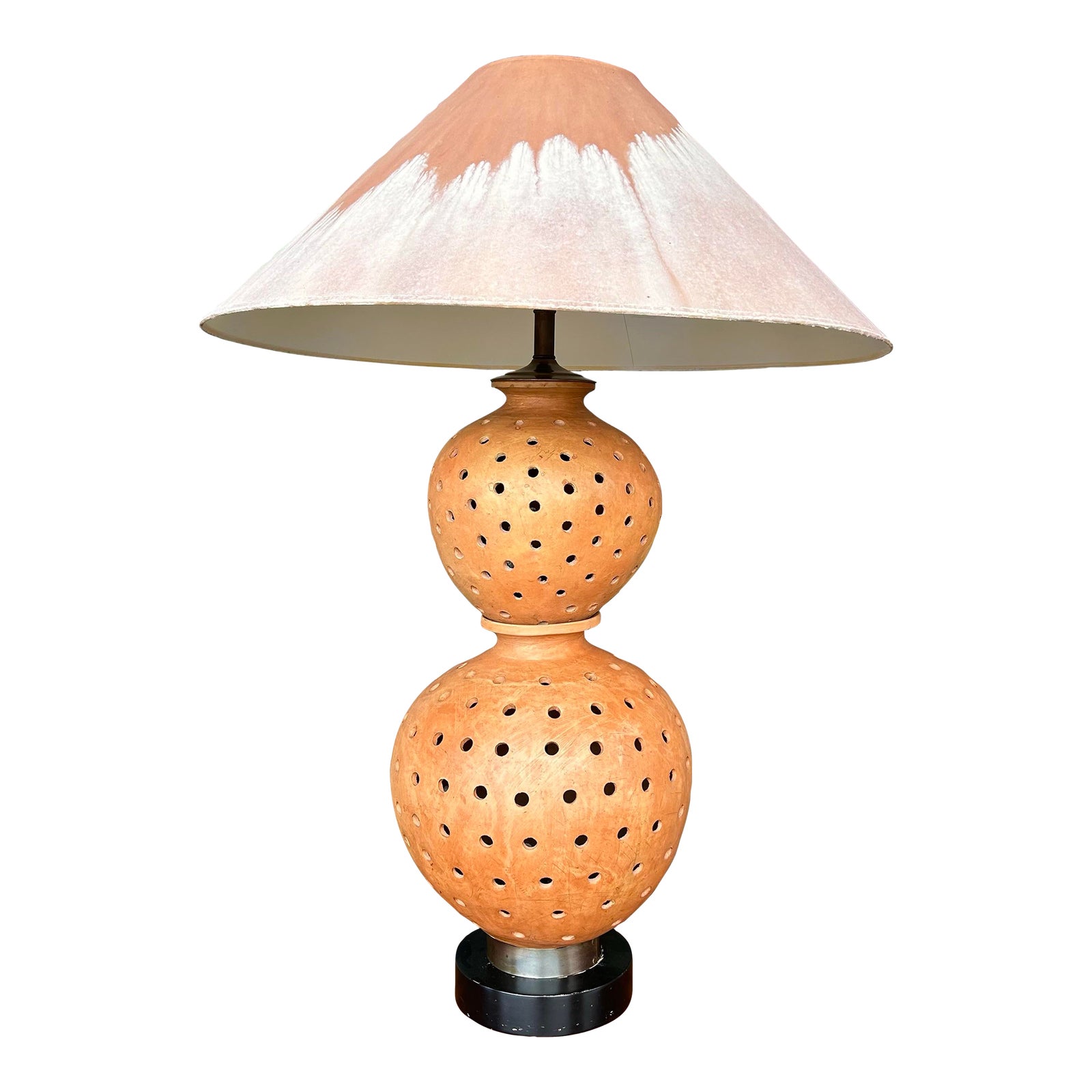 Large Terra-Cotta Southwest Pottery Table Lamp | Chairish