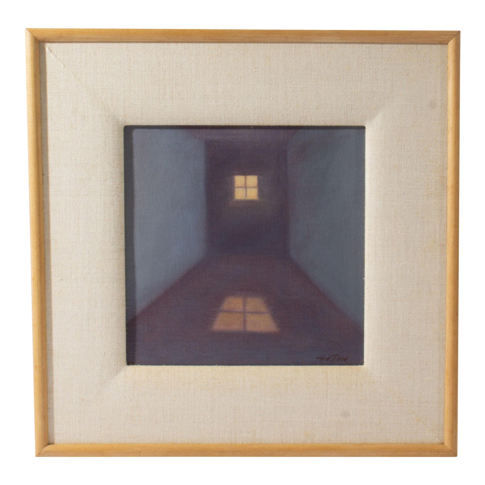 1993 Signed “Winter Light” Oil on Board Painting by Artist John Axton ...