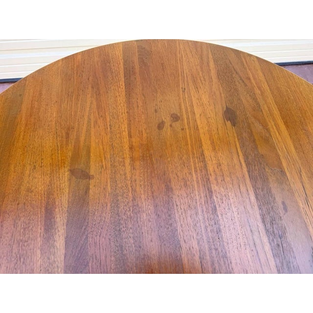Mid Century Teak Butcher Block Round Single Pedestal Dining Table ...