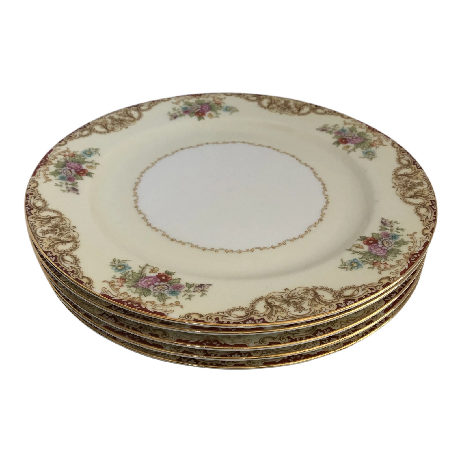 Vintage Floral Noritake “m” Fine China Bread Plates S/5 | Chairish