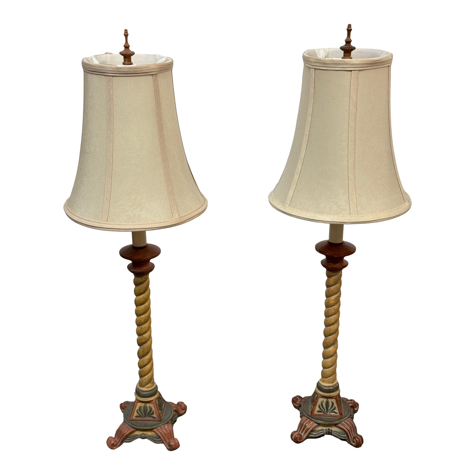 Tuscan Twisted Table Lamps, Pair | Chairish