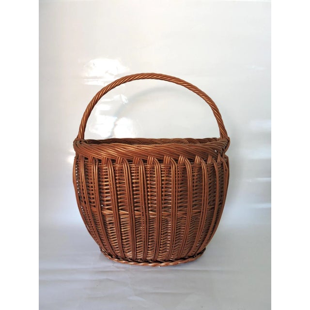 Woven Wicker Shopping Hand Crafted Basket With Handle | Chairish