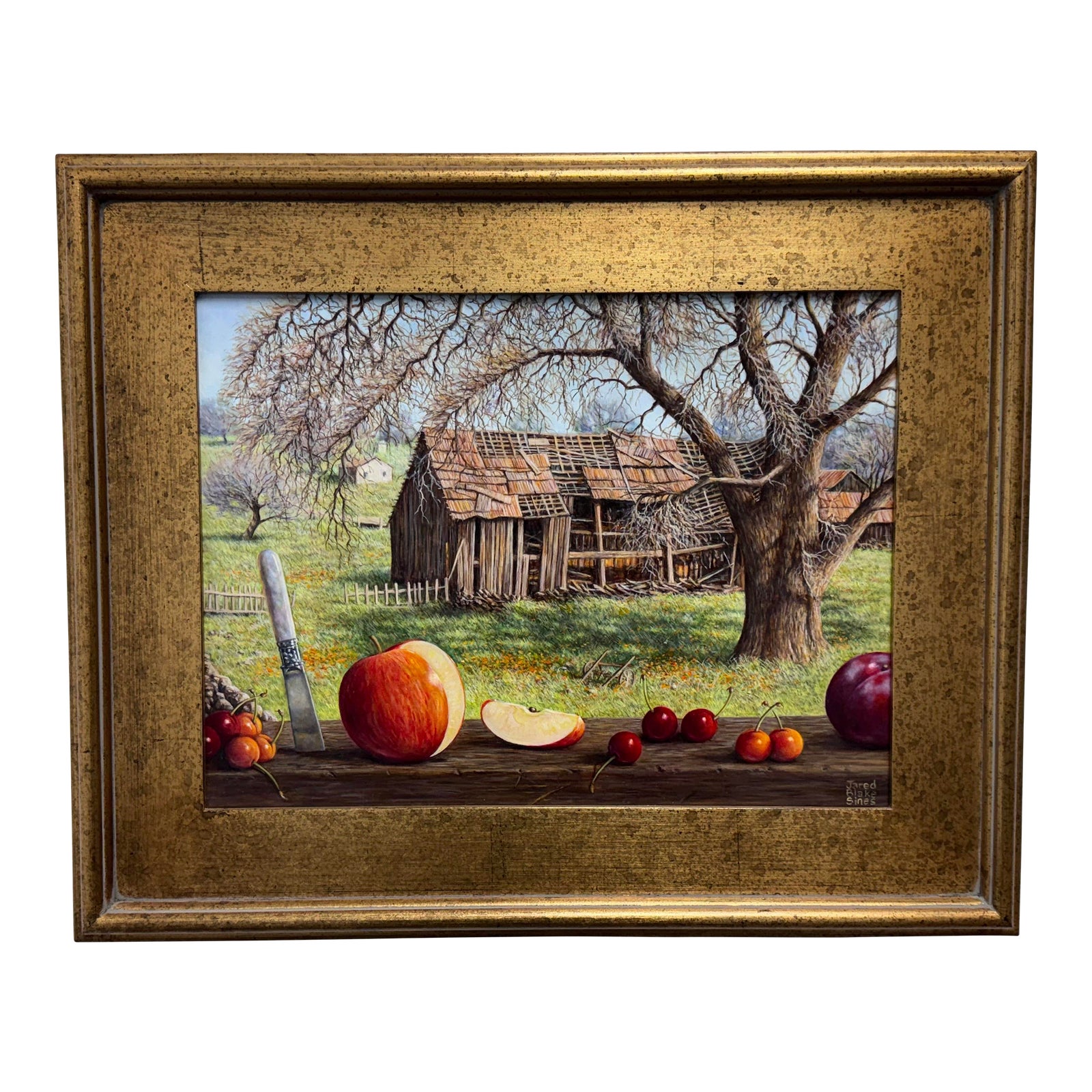 Jared Blake Sines (b.1947) Still Life of Country Side, Signed + Framed ...