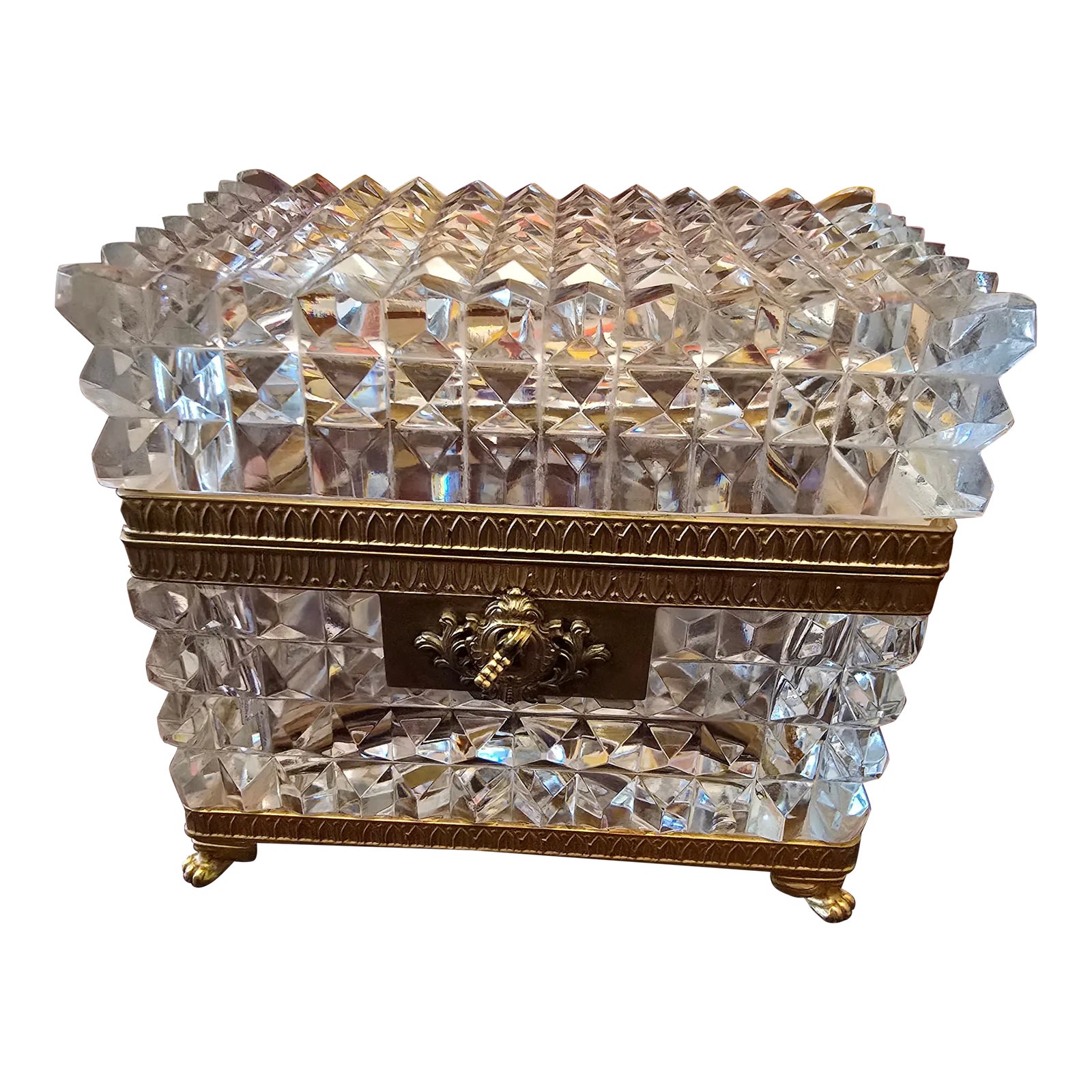 Antique Crystal and Bronze Jewel Box | Chairish