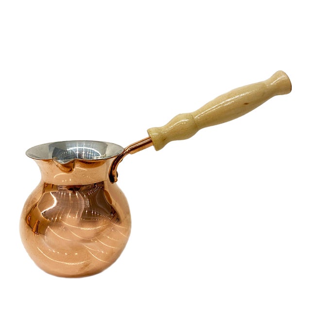 Hand Hammered Turkish Coffee Maker With Wood Handle | Chairish