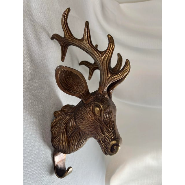 Vintage Brass Stag Head Wall Hook | Chairish