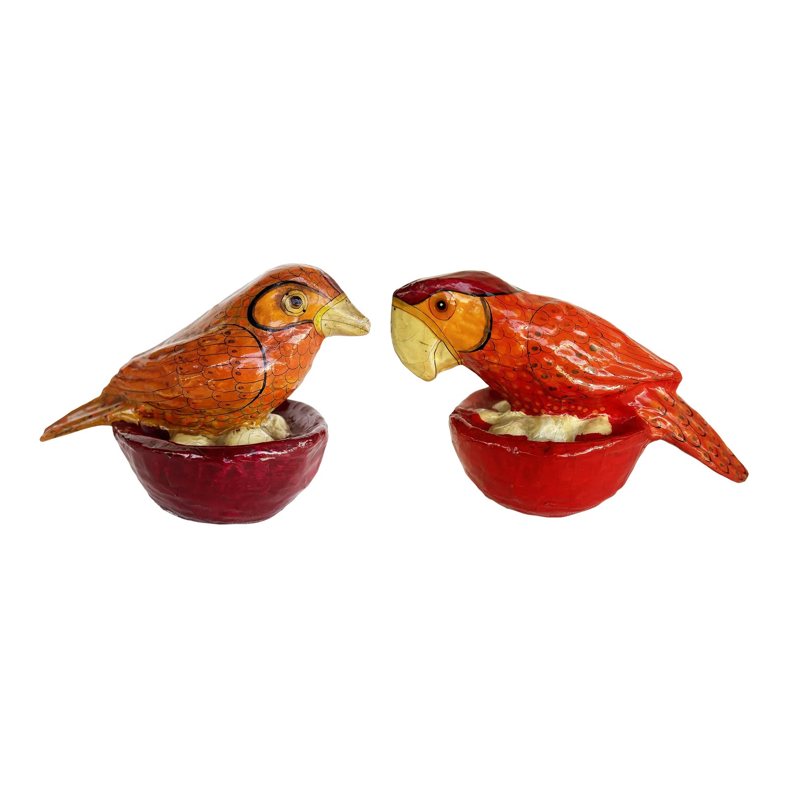 Sergio Bustamante Papier Mache Sculptures, Bird, Parrot on Eggs and ...