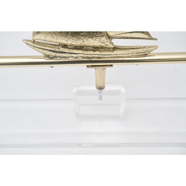 $2800 1940s American Polished Brass Sailboat Weather Vane on Lucite ...