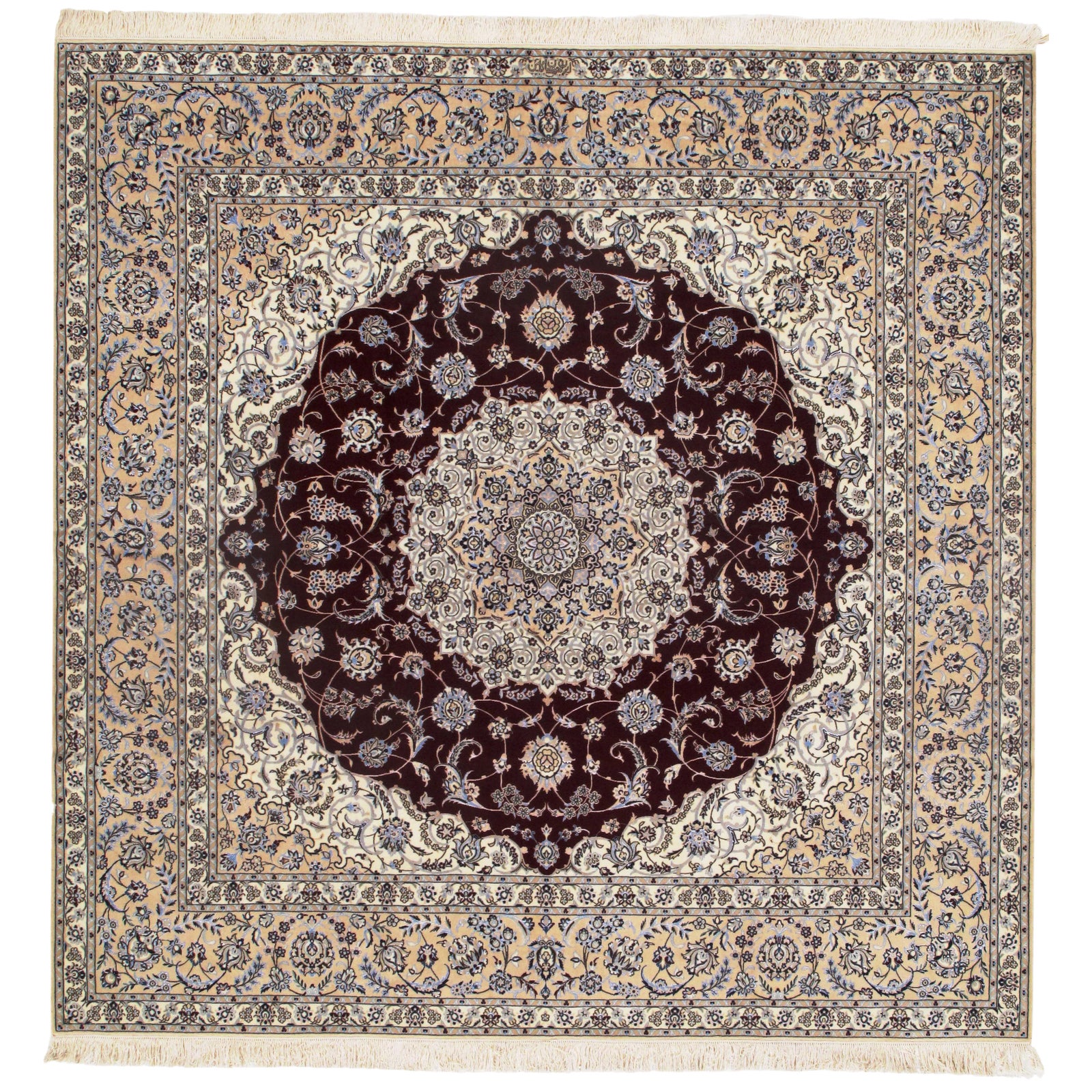 Pasargad N Y Persian Nain Silk & Wool Rug - 8'5" X 8'6" | Chairish
