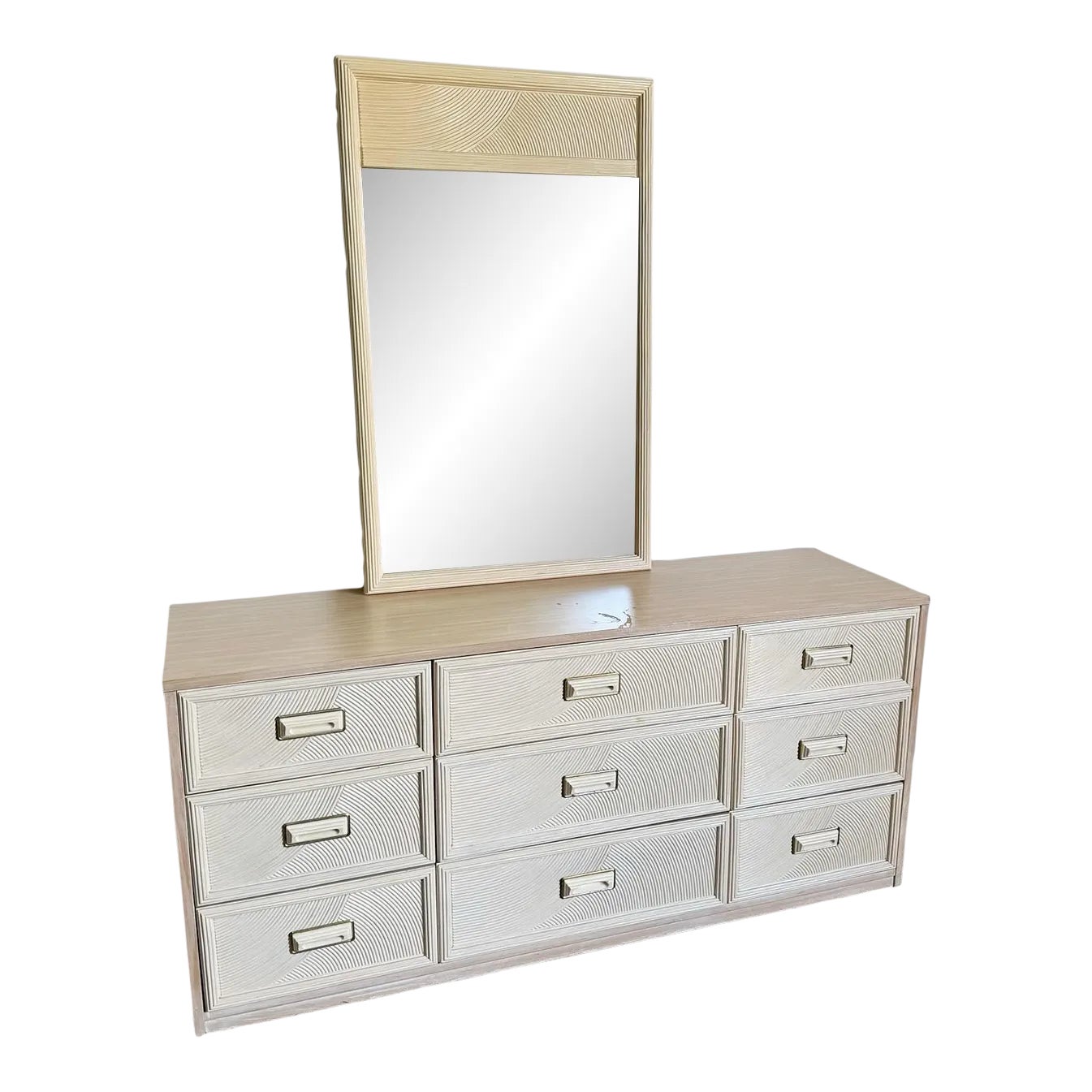 Pho Chic Pencil Reed Henry Link Dresser With Mirror by Lexington | Chairish