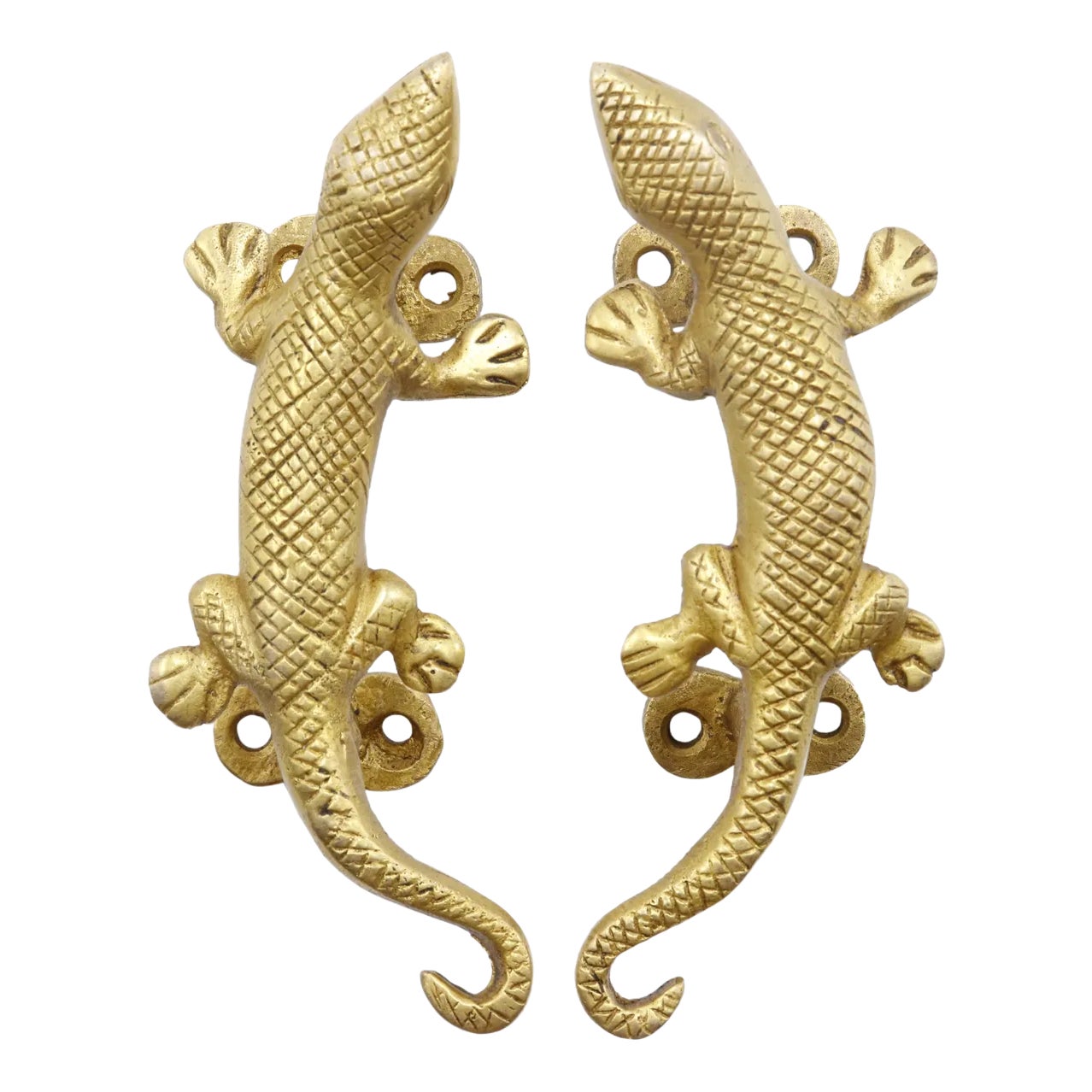 Brass Lizard Door Handles - a Pair | Chairish