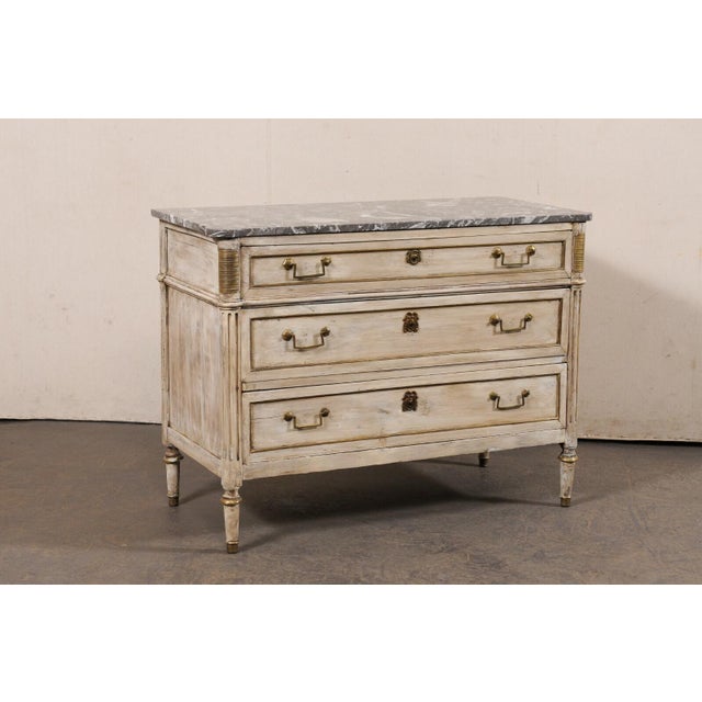 French Neoclassic Period Marble Top Chest | Chairish