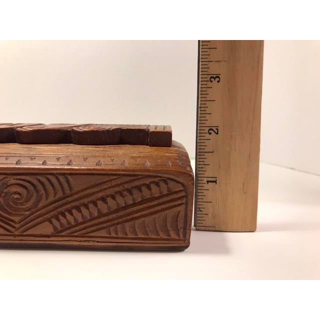 New Zealand Mid-Century Maori Wooden Tiki Box Waka Huia Hand Carved Art ...