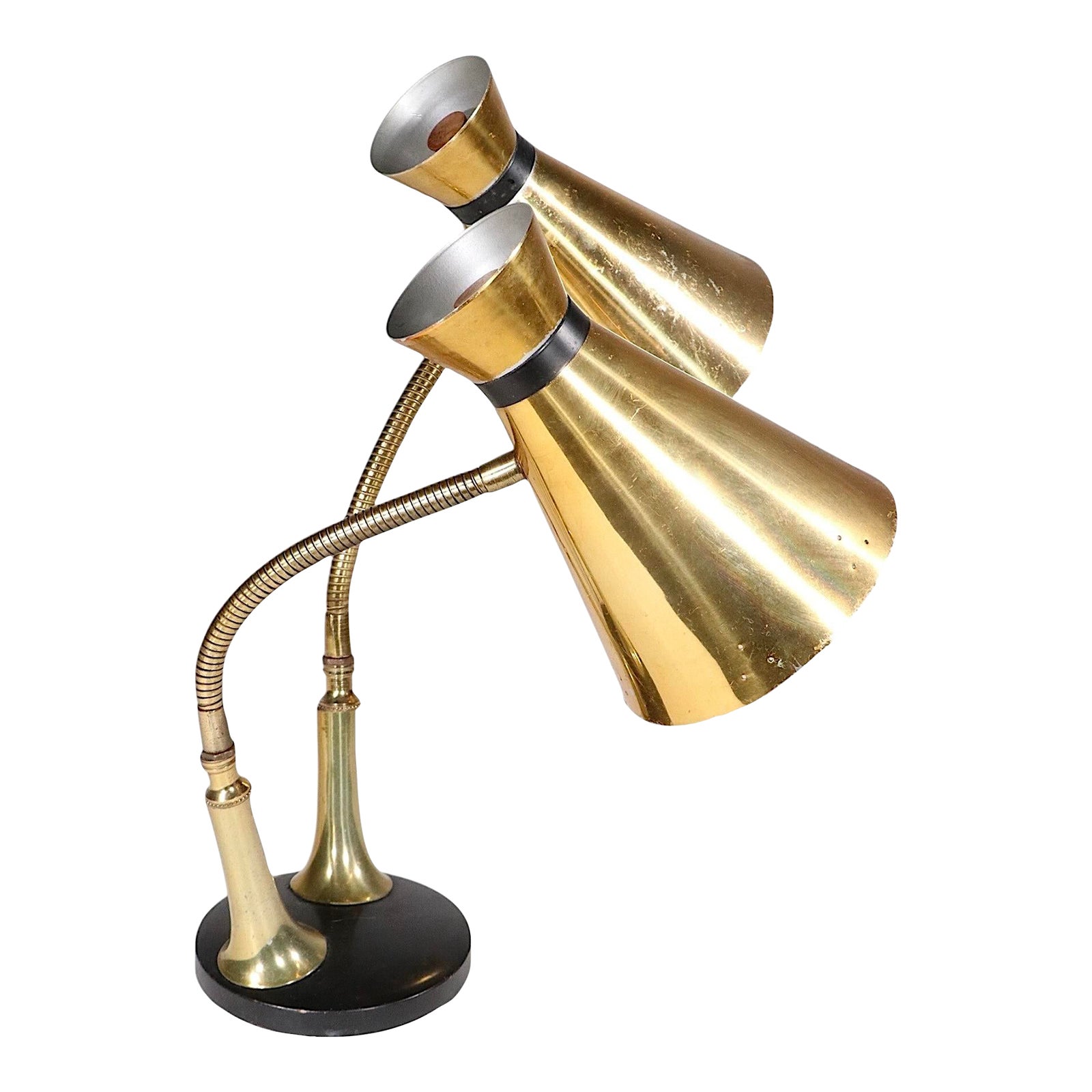 Mid Century Two Light Gooseneck Desk Lamp C. 1950/60's | Chairish