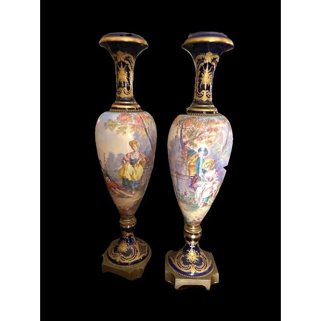 19th Century French Louis XVI Big Sevres Vases - a Pair | Chairish