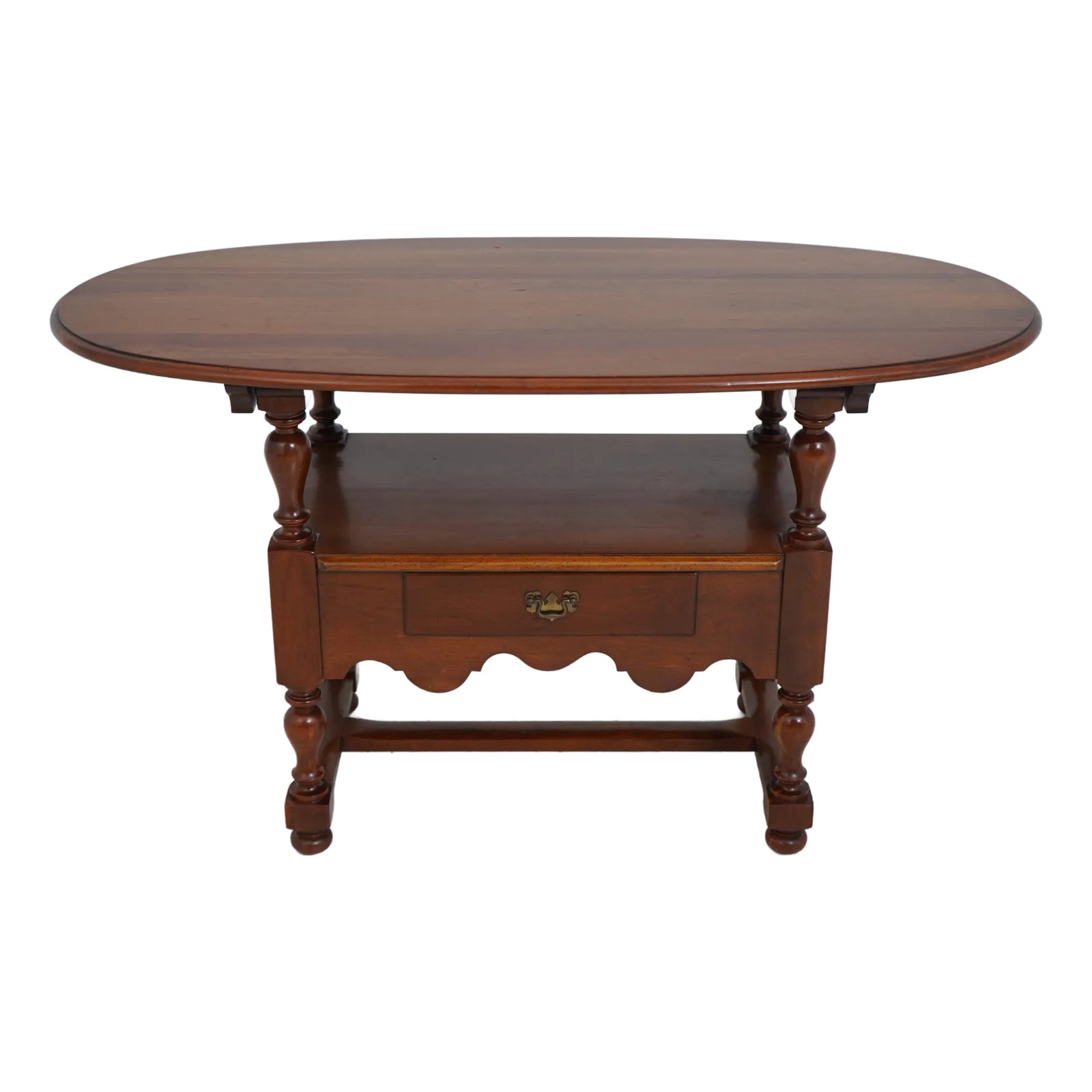 Cherry Flip Top Table Hall Bench W/ Drawer | Chairish