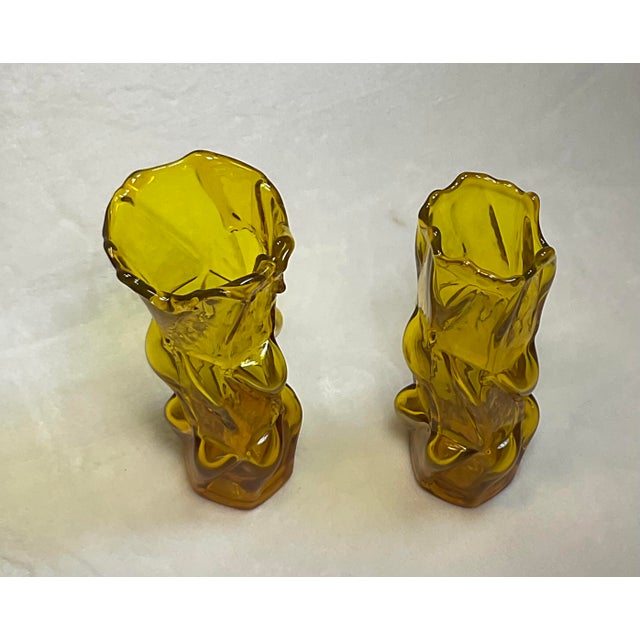 Mid 20th Century Textured Yellow Vases Attributed to Blenko - Set of 2 ...