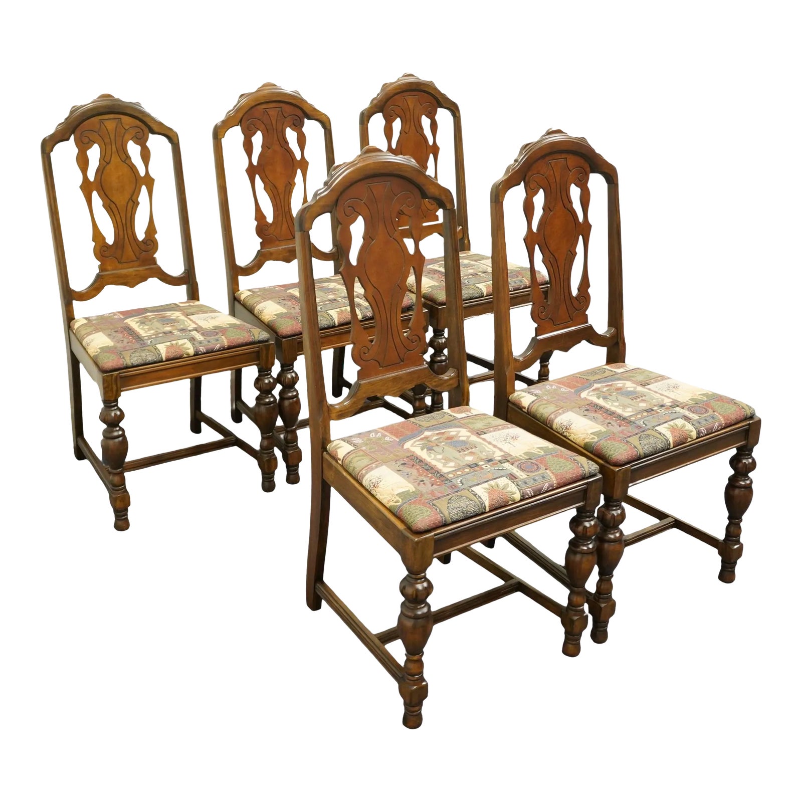 Set of 5 Chicasaw Furniture European English Tudor Style Dining Side ...