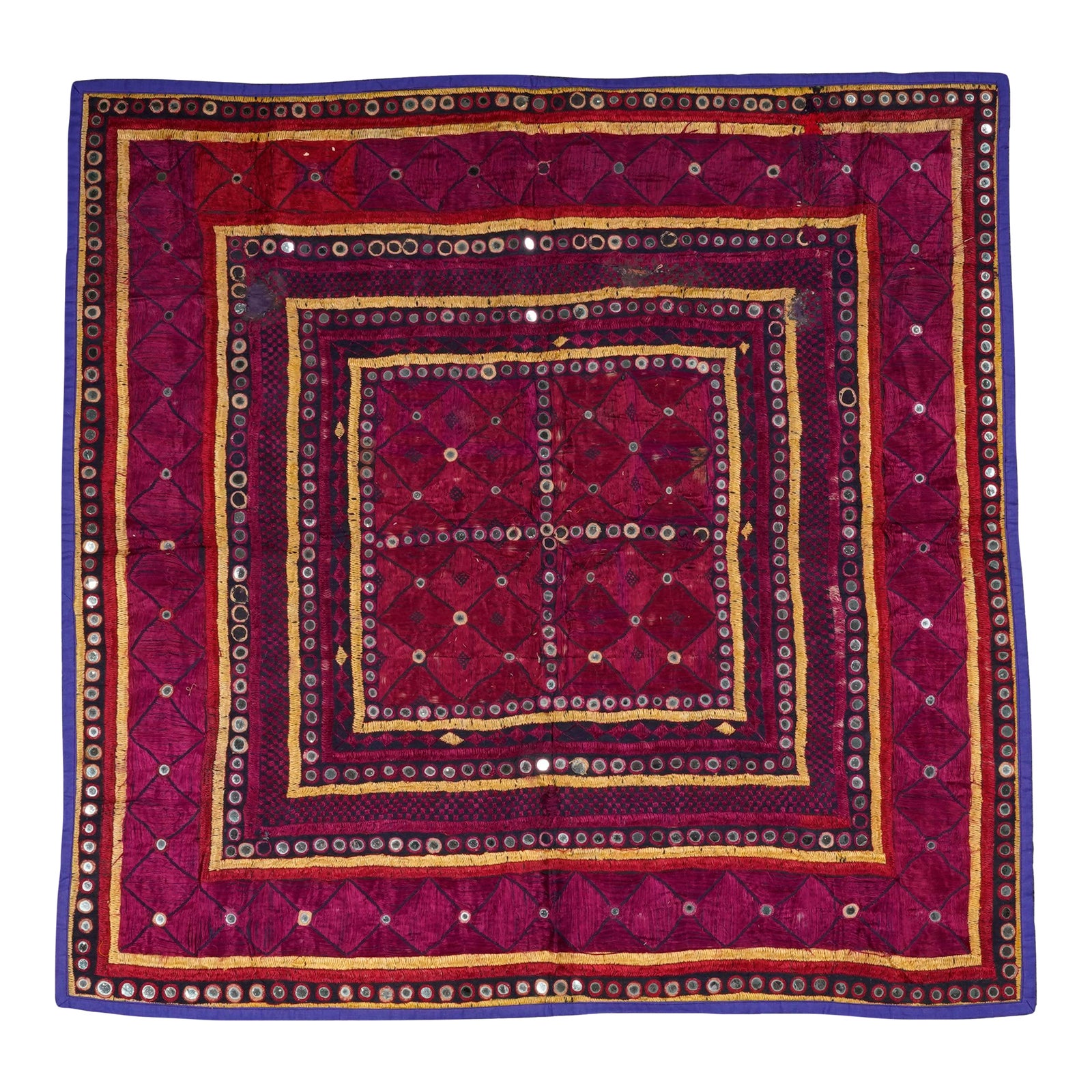 1990s Handmade Vintage Silk Thread Work Gujarati Textile | Chairish