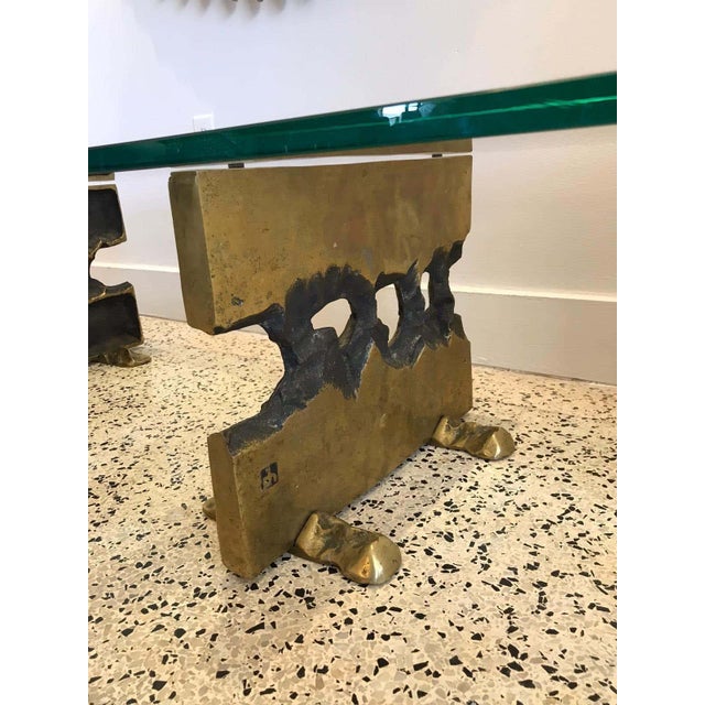David Marshall Signed Brutalist Bronze Coffee Table | Chairish