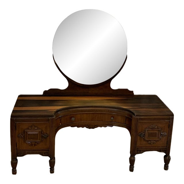 1920s Antique Vanity With Chair and Removable Mirror | Chairish
