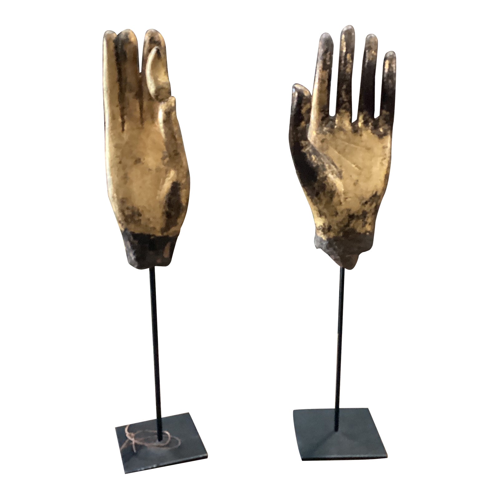 Pair of 19th Century Gilt Hands From Myanmar | Chairish