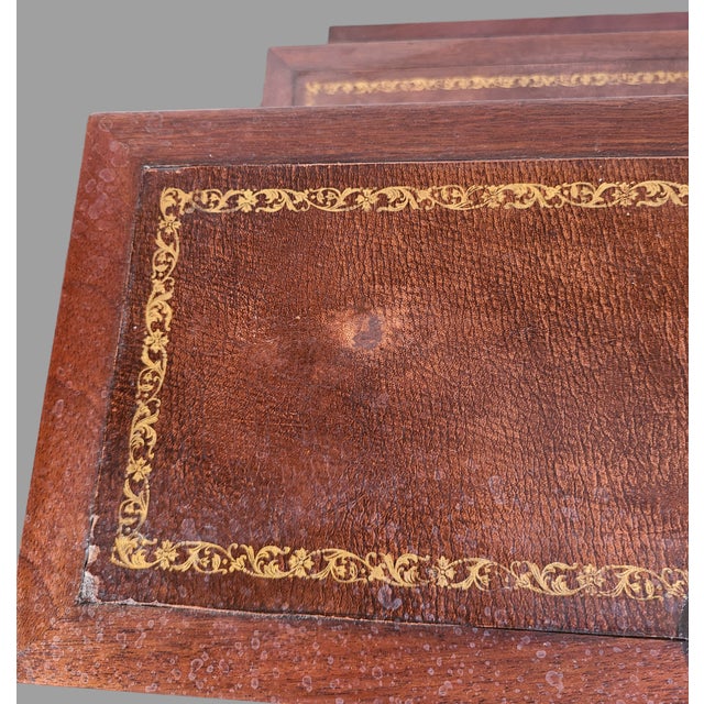 Early 20th Century Antique Leather Top Three Tiered Library Steps End ...