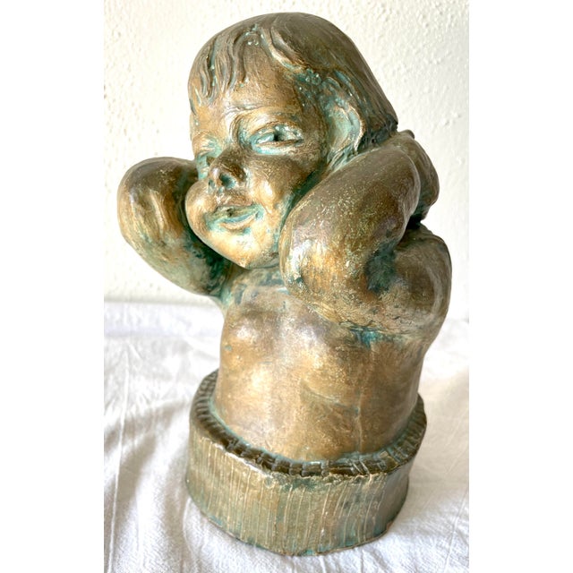Vintage Traditional Ceramic Clay Sculpture of a Child by Artist p.j ...