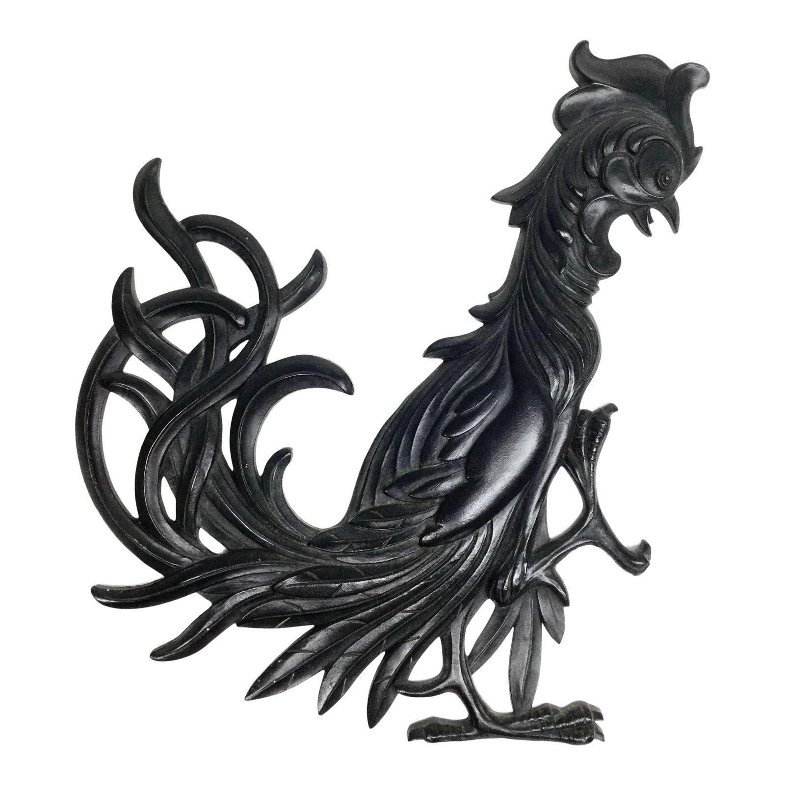 Vintage Syroco Hollywood Regency Black Fighting Rooster or Crazy ...