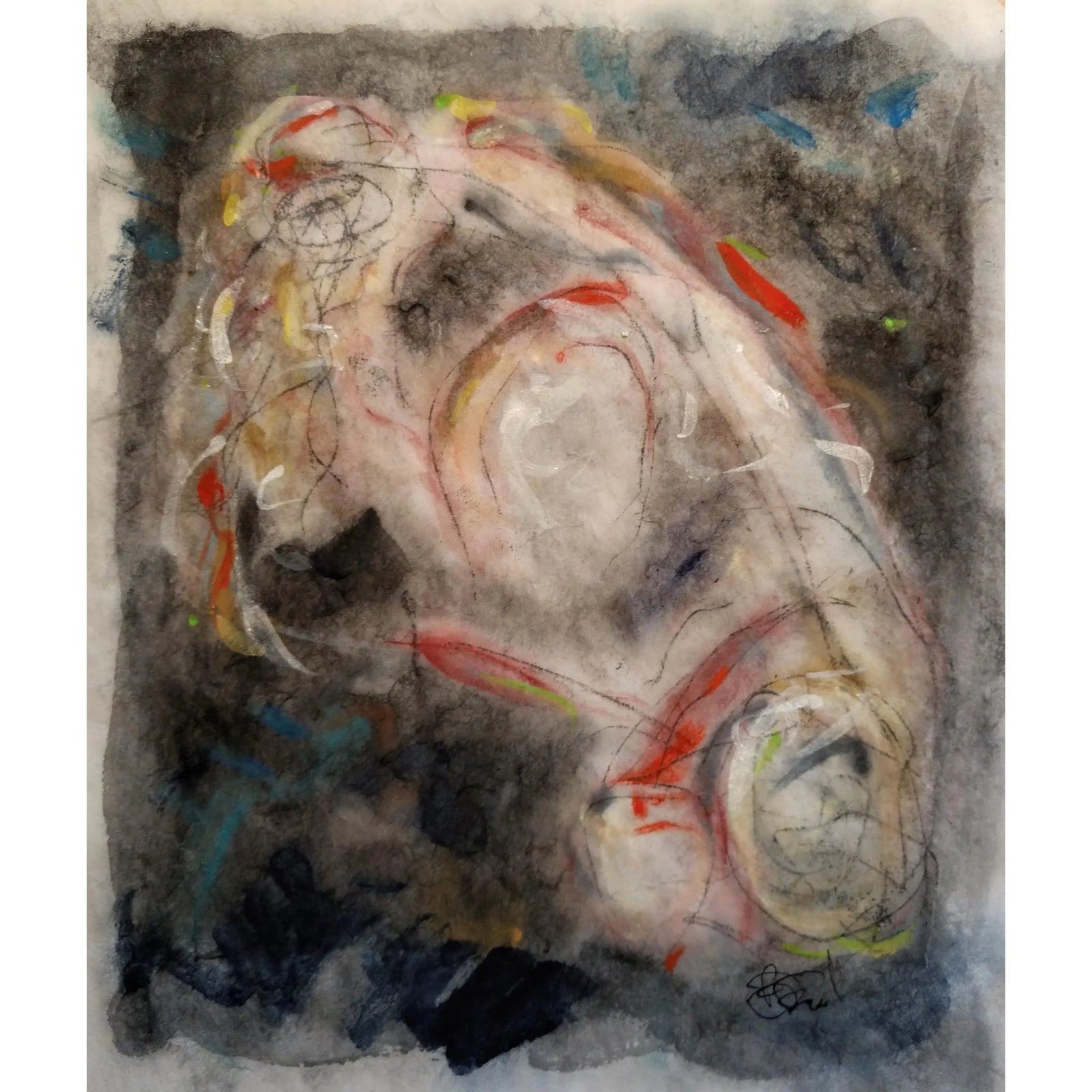 "Woman Washing Her Hair" Abstract Figurative Painting | Chairish