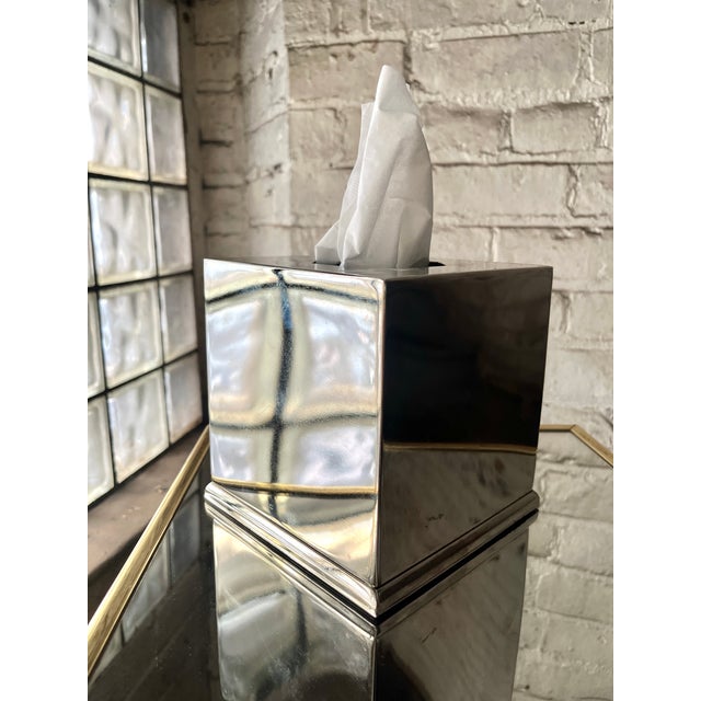 Late 20th Century Postmodern Mirrored Tissue Box | Chairish