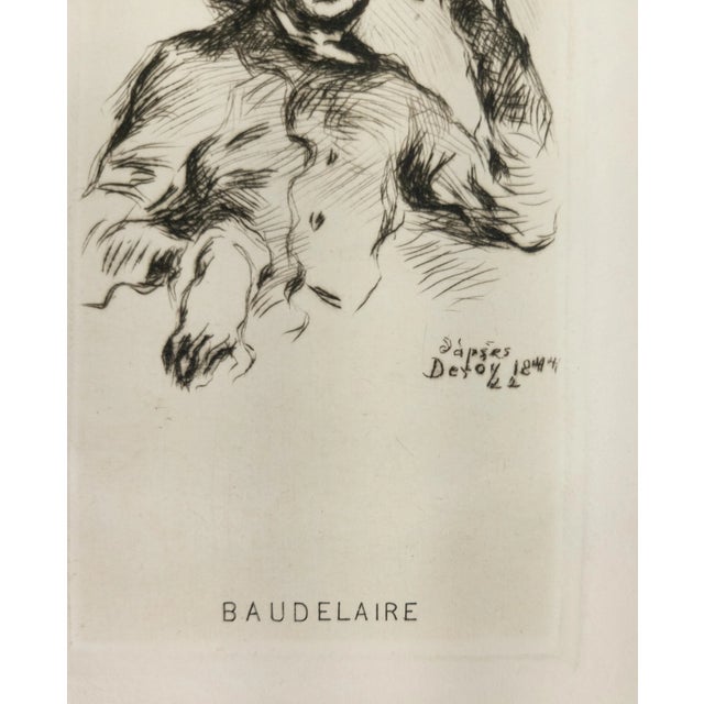Early 20th Century Engraving Etching Print of Baudelaire After Emile ...