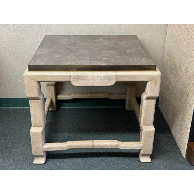 Vintage Marge Carson Stone Top Side Table | Chairish