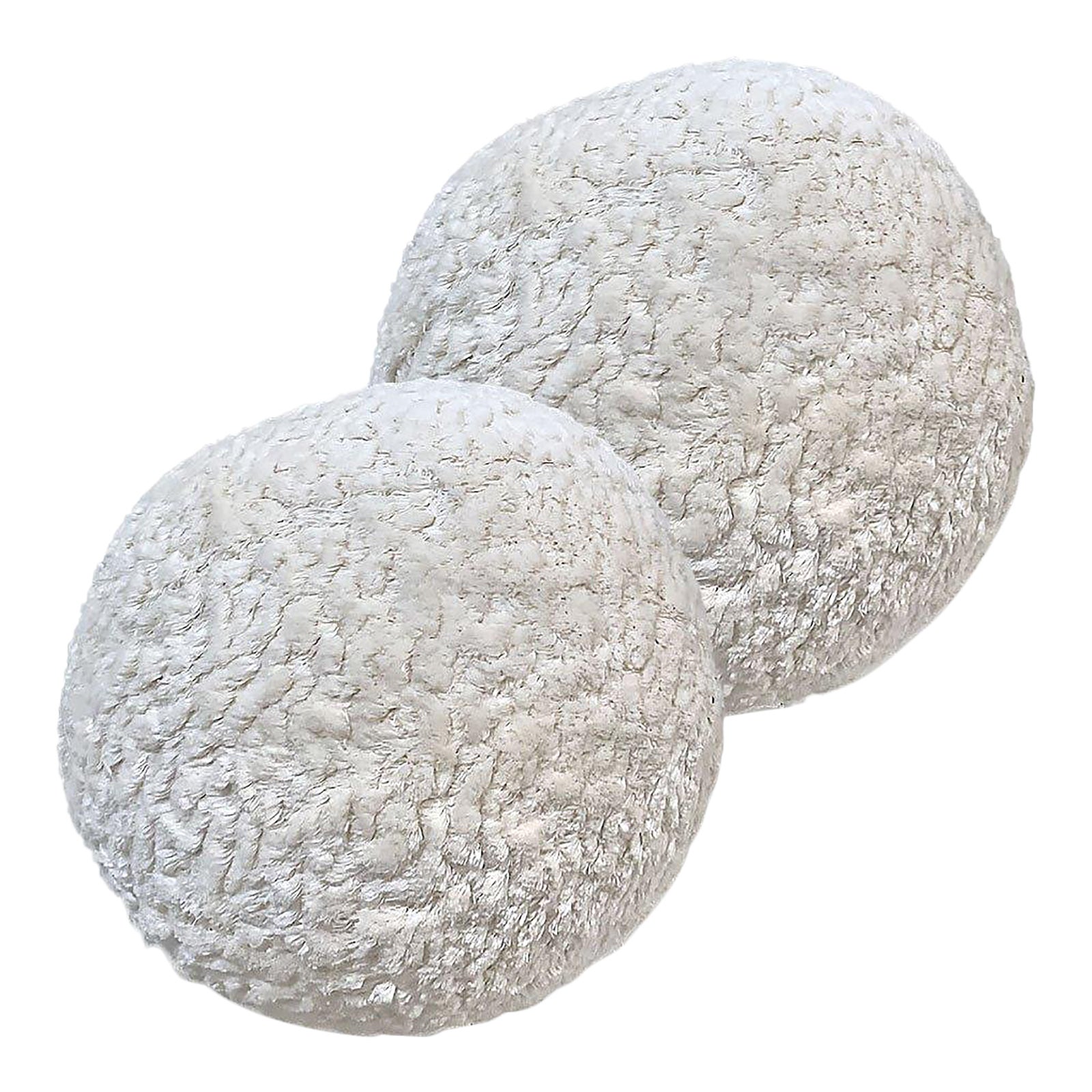 White Boucle Chic Round Pillows by Arlene Angard, Set of 2 | Chairish