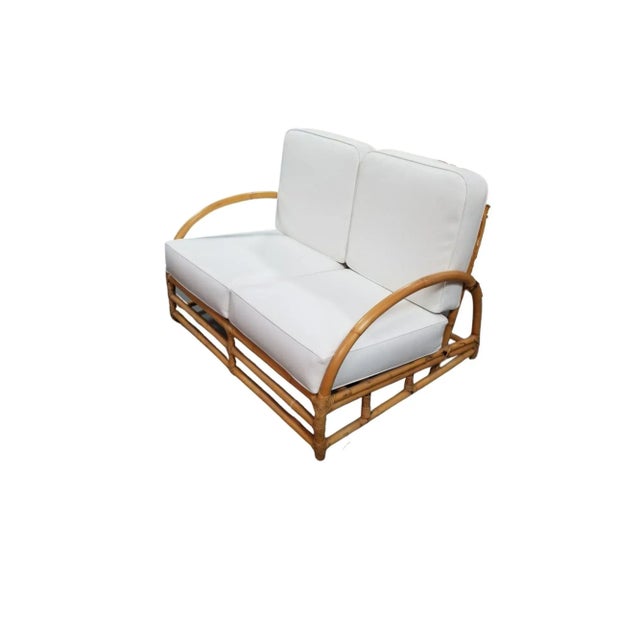 Restored Rattan Single Strand Half Moon Sofa & Lounge Chair Living Room ...