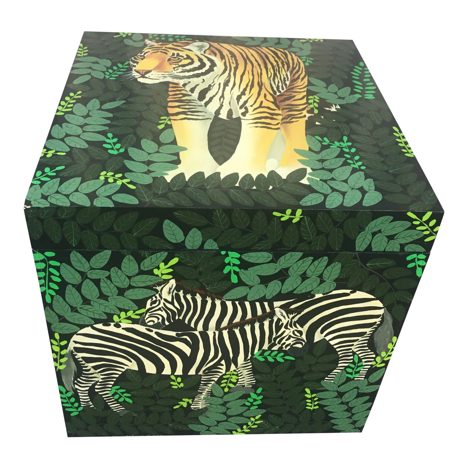 1980s Green Painted Lacquered Animal Box | Chairish
