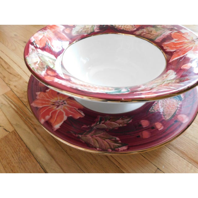 Holiday Poinsetta Floral Serving/Punch Bowl & Platter Made in Italy - a ...