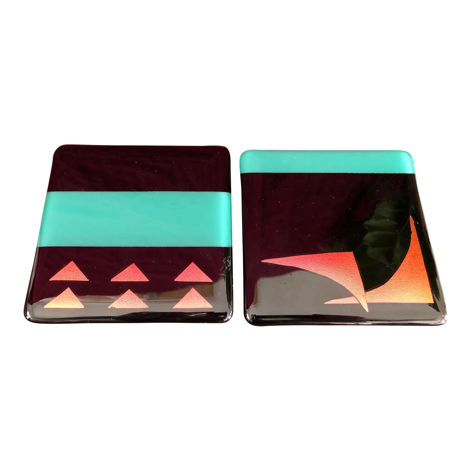Signed Laurie Burns Original Art Glass Trivet Wine Rest- Set of 2 ...