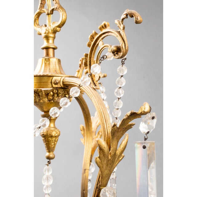 French Rococo Style Gilt Brass & Crystal Pendant | Chairish