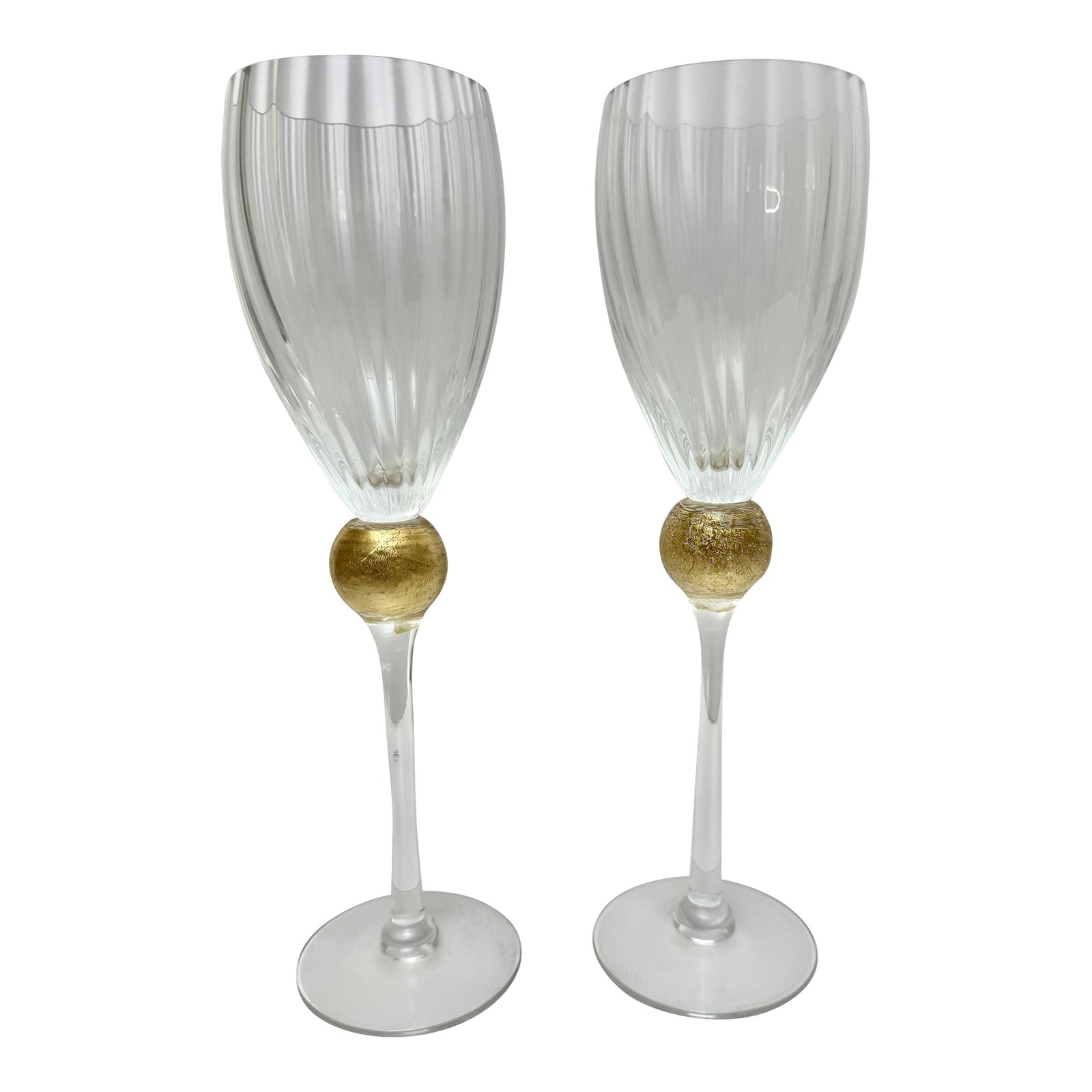 Two Vintage All Crystal Manhattan Gold Glass by Union Street 10.25 ...