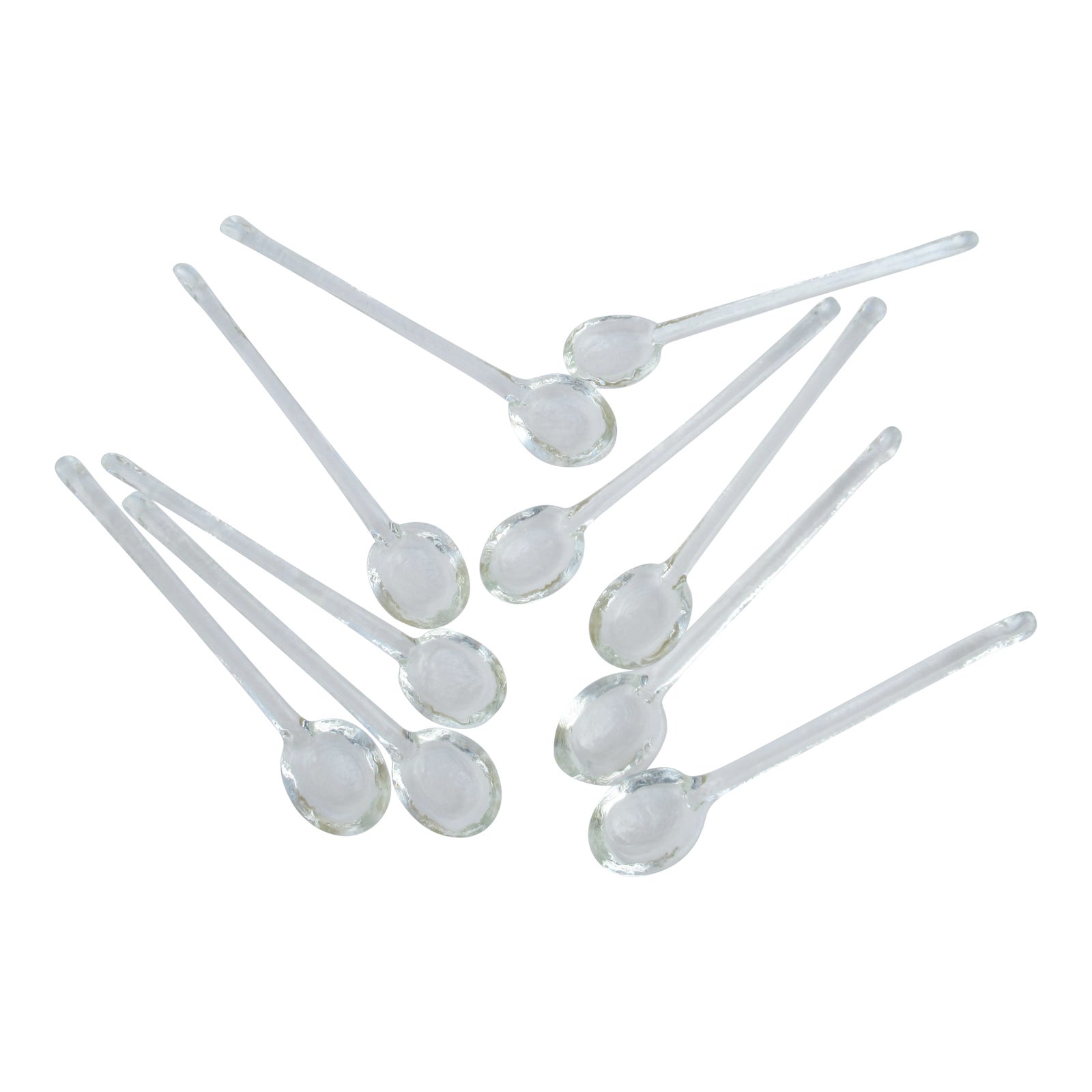 Vintage Glass Hand Blown Ice Tea/Cocktail Spoons - Set of 10 | Chairish