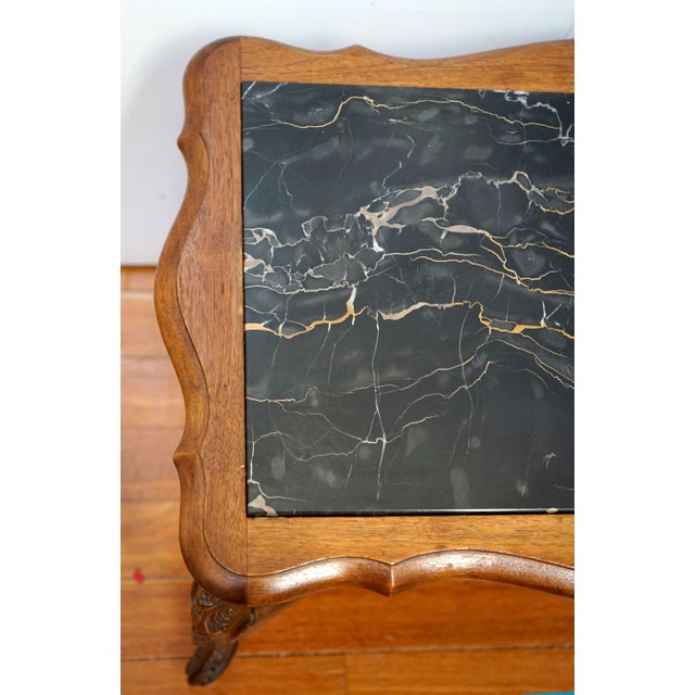 Louis XV Antique Black Marble, Walnut Low Table by j.b.. Van Sciver | Chairish