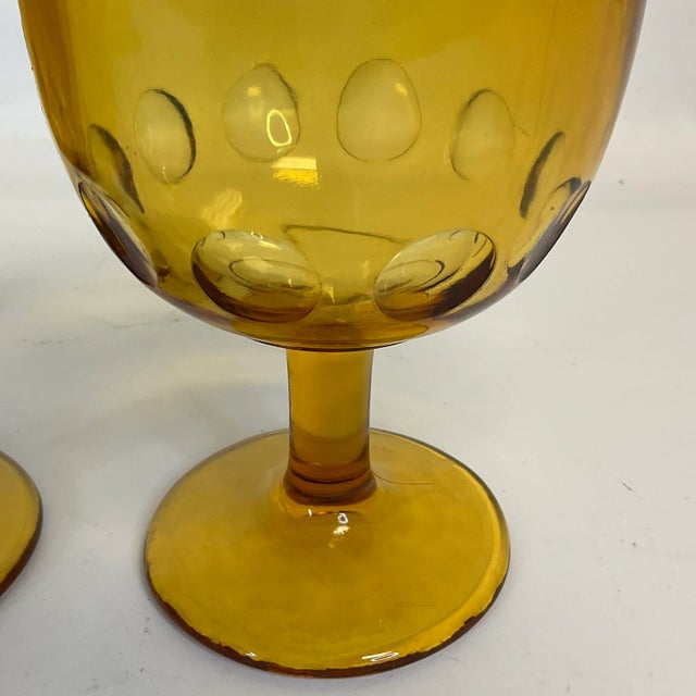 1950s Art Deco Americana Bartlett and Collins Thumbprint Amber Goblets ...